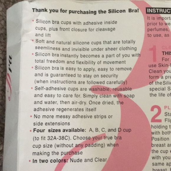 Silicon Bra | Accessories | Nib Silicon Bra Adhesive Cups Cleavage Lift ...